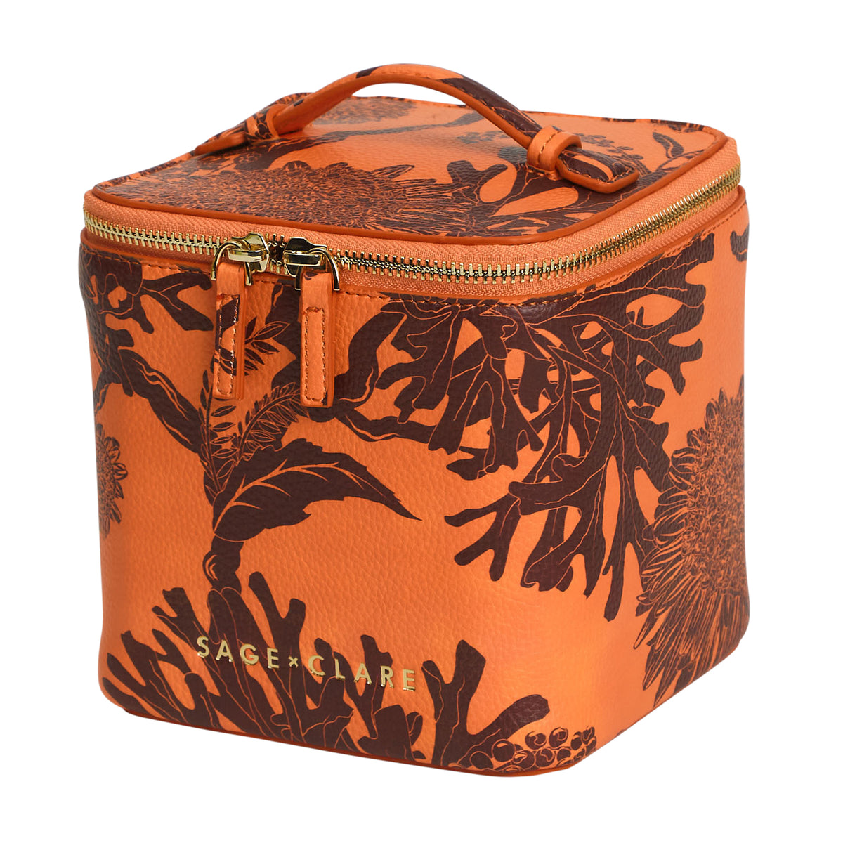 Delphine Small Vanity Case - Vivid Coral – Sage and Clare