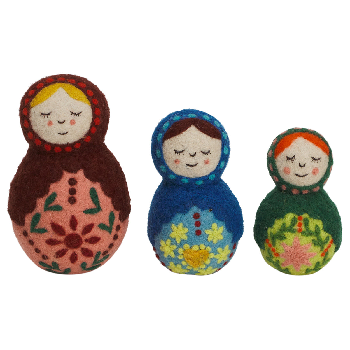 Bernadette Felt Nesting Dolls – Sage and Clare